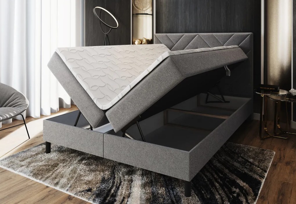 Expedo Čalouněná postel boxspring ROKOS + vrchní matrace, 140x200, monolith 37