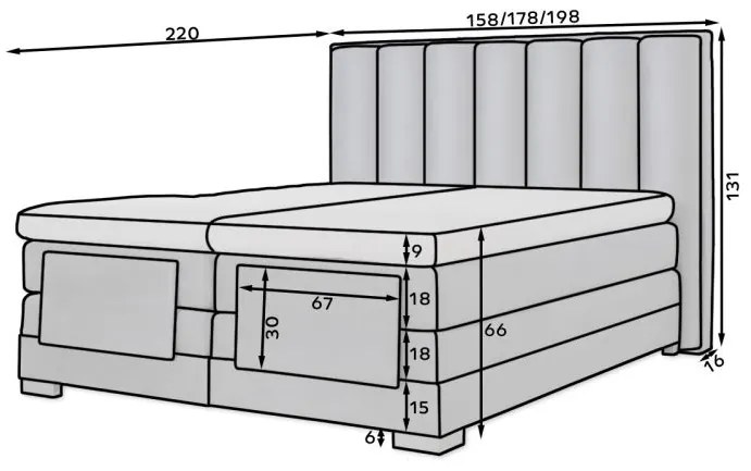 dvojlůžko boxspring VEROS - Savoi 100 - 160x200cm - polohovatelné