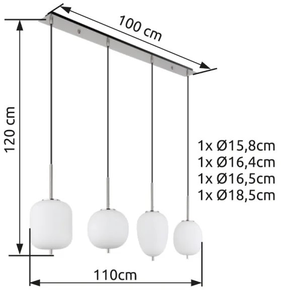 Globo 15345-4NO - Lustr na lanku BLACKY I 4xE14/40W/230V