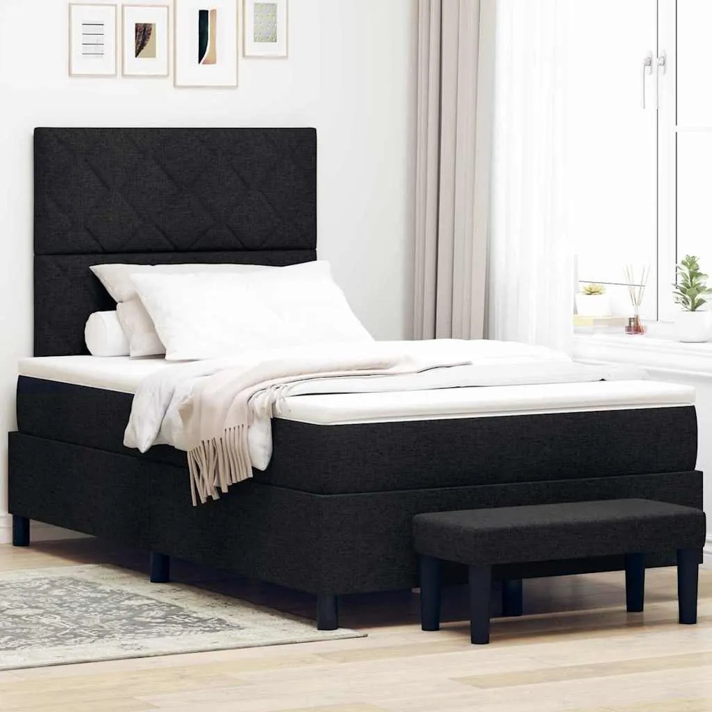 Postel s boxspringem s čelo Černá 120 x 190 cm textil 3344130
