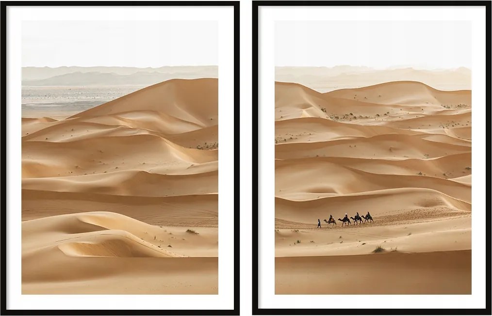Obraz Plakáty V Rámu 53x73 cm Diptych Sada 2 obrazů Poušť Sahara P2072