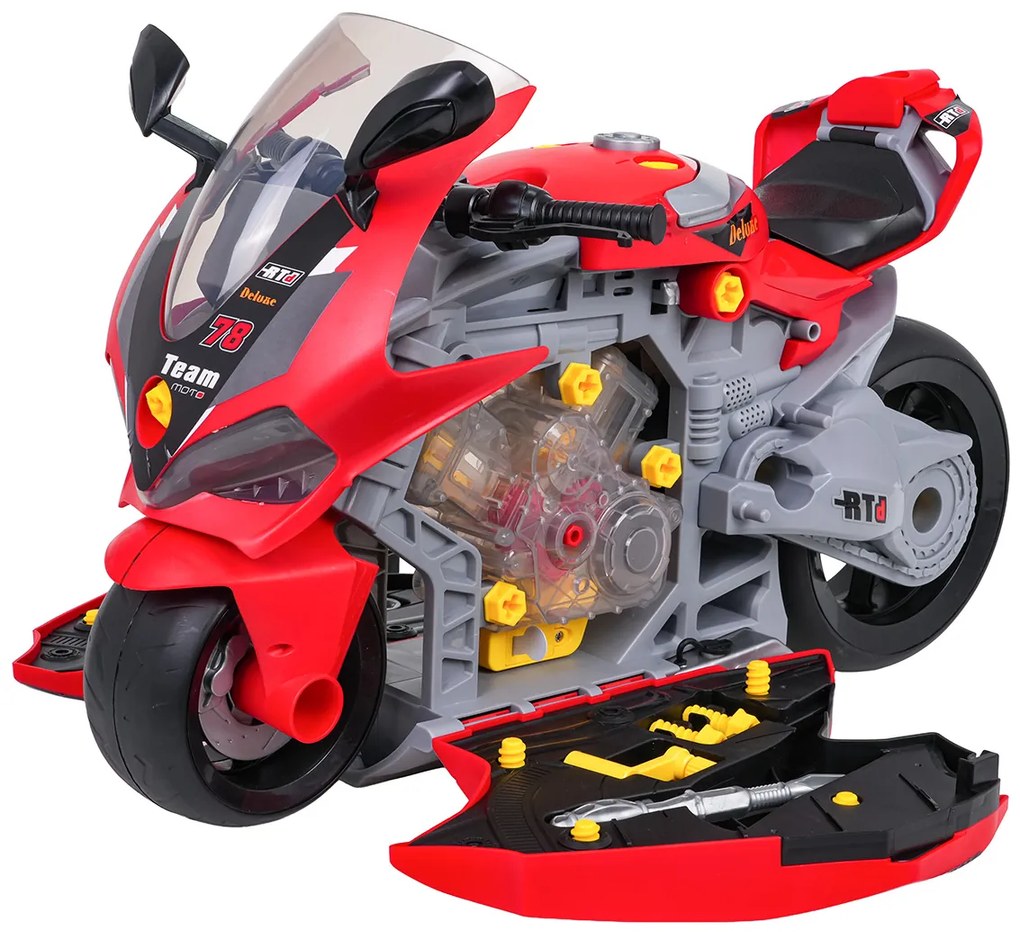 RKToys Motocykl s dílnou 2v1 – sada malého mechanika