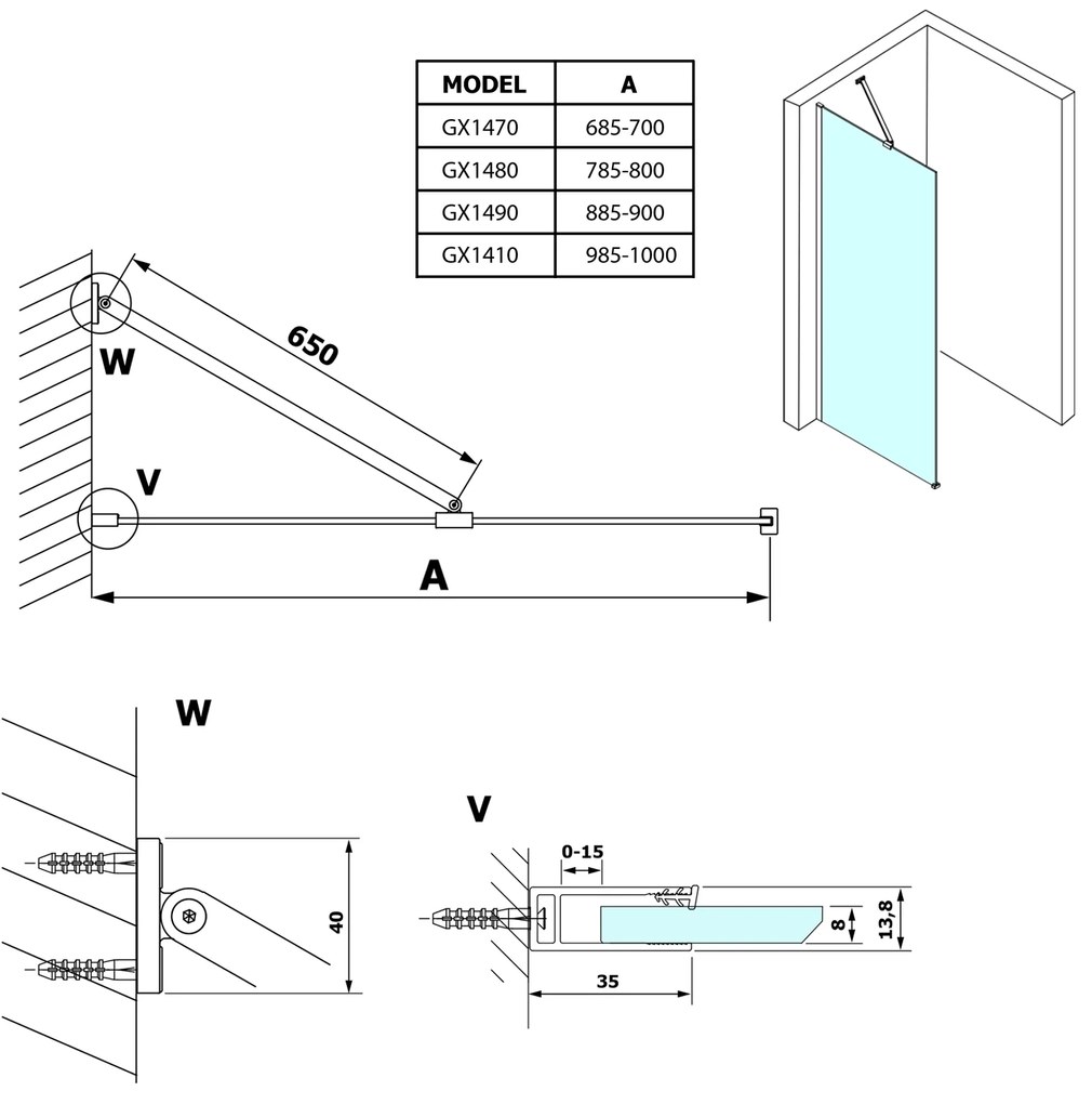 GELCO s.r.o. VARIO sprchová zástěna 1100mm matné sklo GX1411