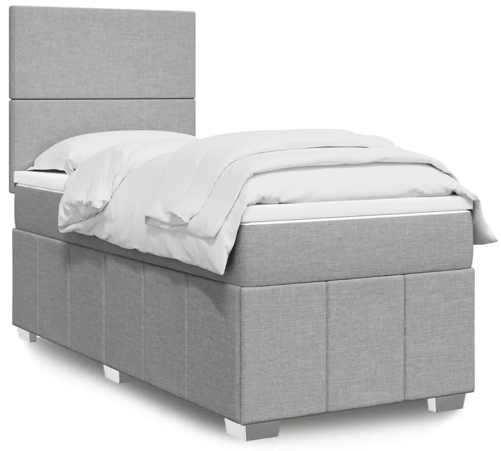 Box spring postel s matrací světle šedý 100 x 200 cm textil 3293872