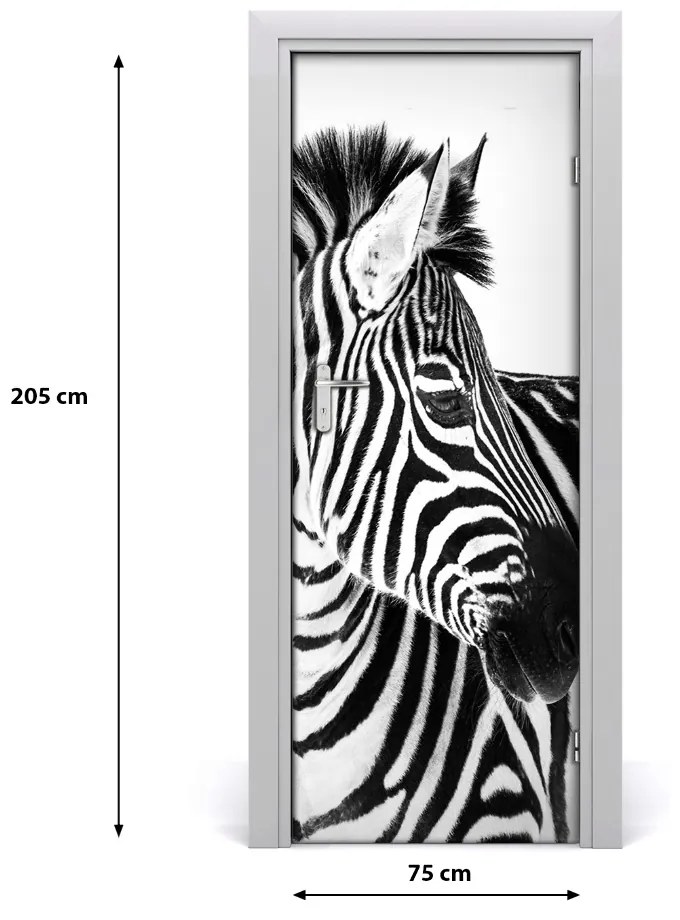 Samolepící fototapeta na dveře Zebra ve sněhu 75x205 cm