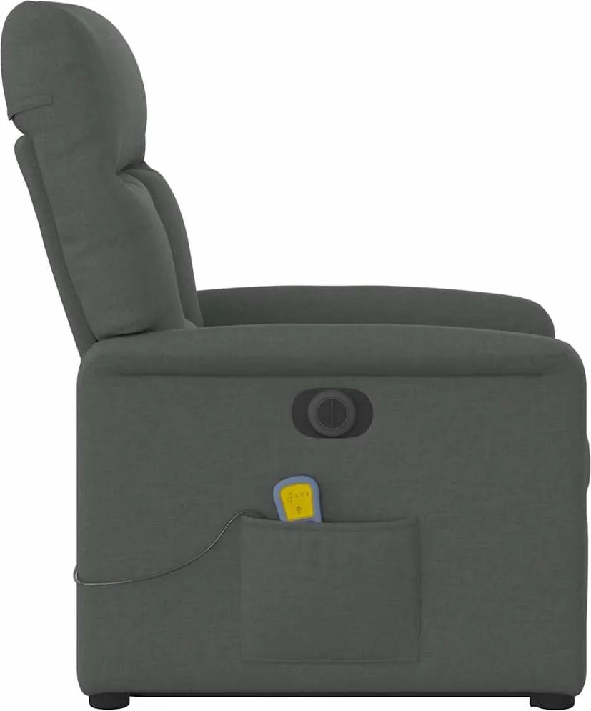 Elektrické zvedací masážní polohovací křeslo tmavě šedé textil 3303063