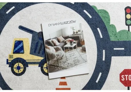 Dywany Luszczow Dětský kusový koberec BAMBINO 2223 pratelný Ulice, auta, protiskluz, krém Rozměr koberce: 140 x 190 cm