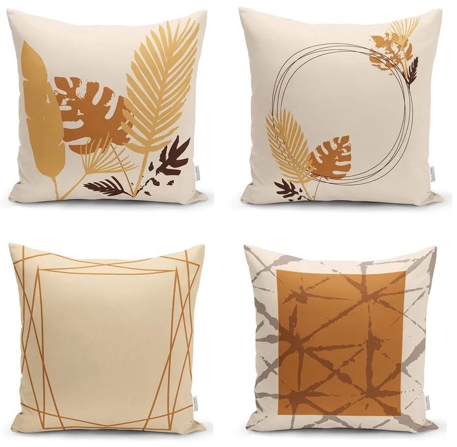 Oranžovo-béžové povlaky na polštáře v sadě 4 ks 43x43 cm - Minimalist Cushion Covers