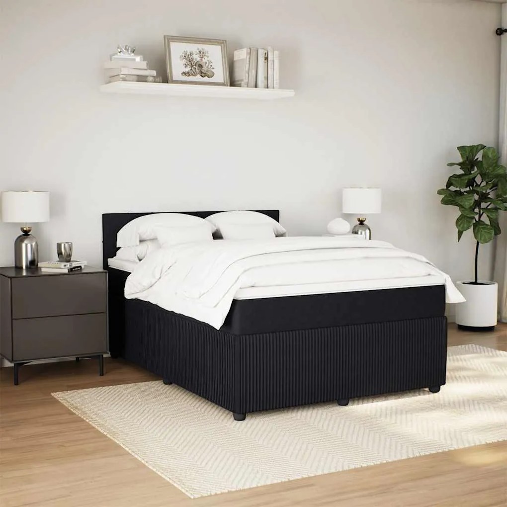 Box spring postel s matrací černá 140 x 190 cm samet 3290036