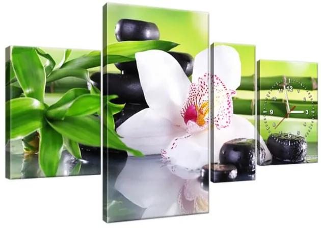 Tištěný obraz s hodinami Bílá orchidej a kameny 120x70cm ZP1995A_4AN