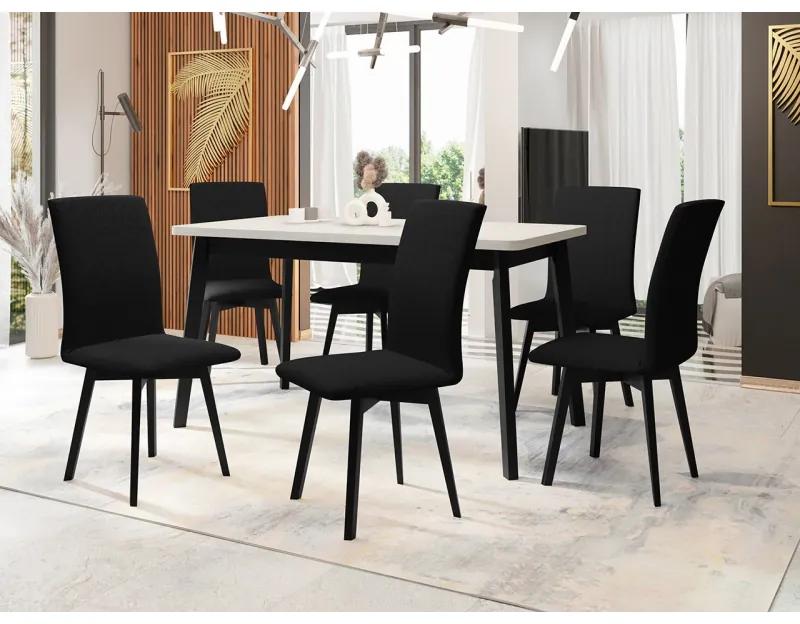 Jídelní jídelní stůl se 6 židlemi AL24, Barva dřeva: bílá-L, Potah: 26x - Kronos 22, Barvy nožiček: Sonoma