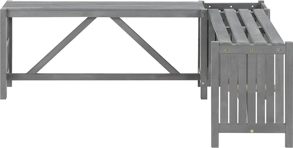 Zahradní rohová lavice s truhlíkem 117 cm masivní akácie šedá 311824