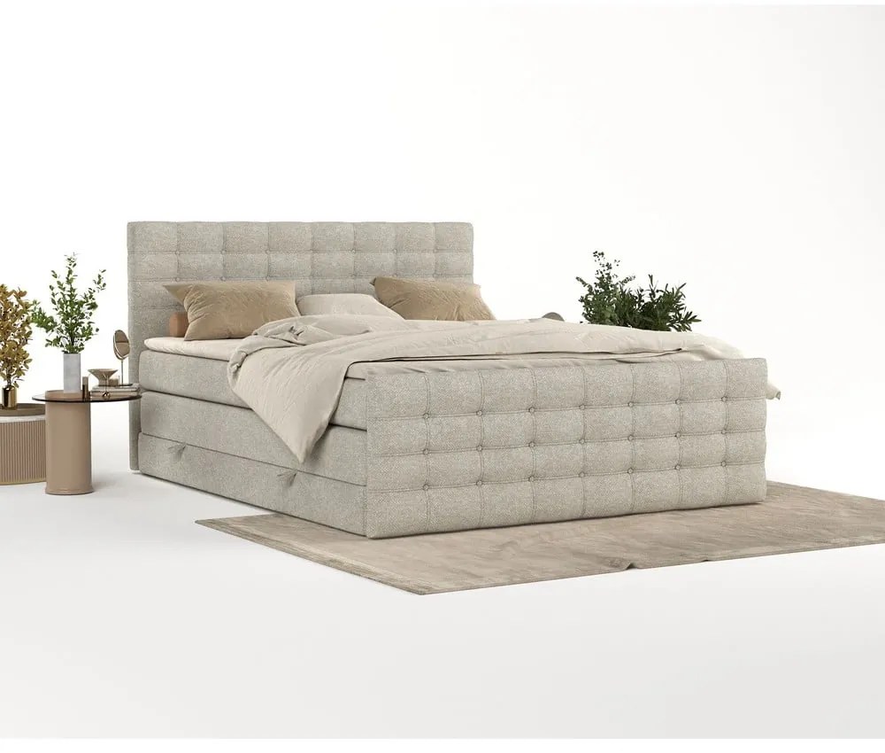 Béžová boxspring postel s úložným prostorem 180x200 cm Blend – Maison de Rêve