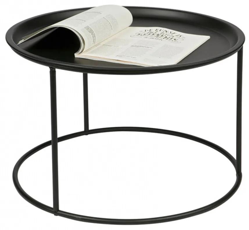 Černý Odkládací stolek Ivar – ∅ 40 cm ∅ 40 × 43 cm WOOOD