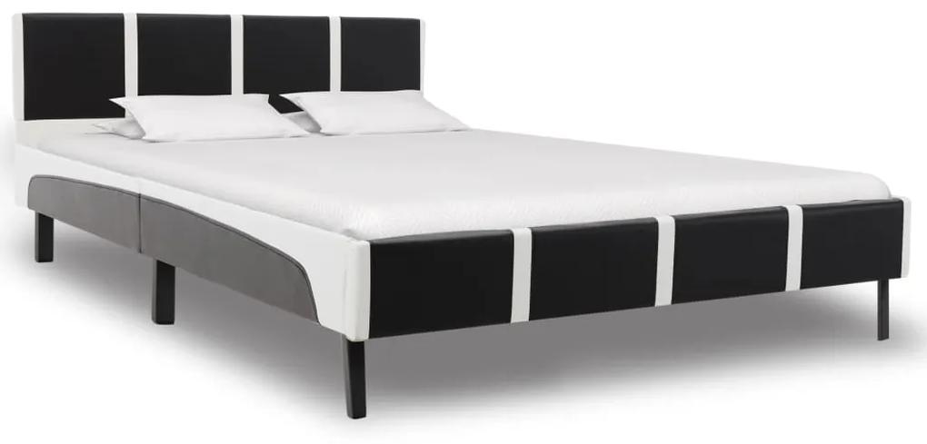 280290 vidaXL Rám postele černobílý umělá kůže 160 x 200 cm