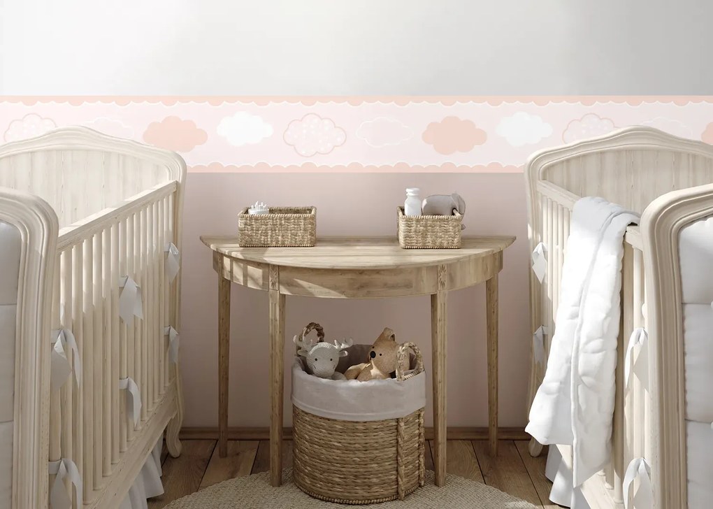Dětská samolepící bordura na zeď Růžové Mraky | 5 m x 13.8 cm | DWBD8059