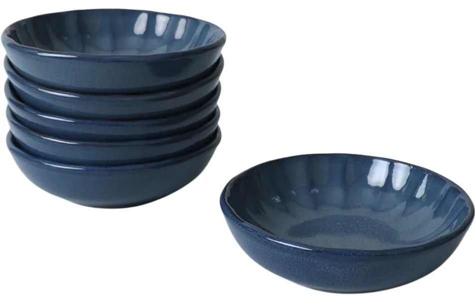 Sada 6 kameninových misek Laguna 12 cm, tmavě modrá