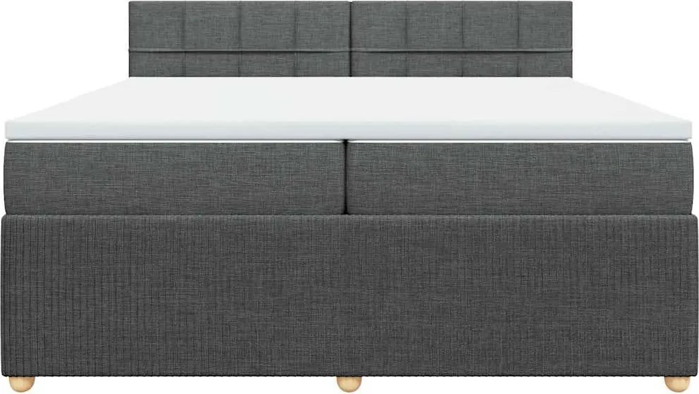 Box spring postel s matrací tmavě šedá 200x200 cm textil 3289864
