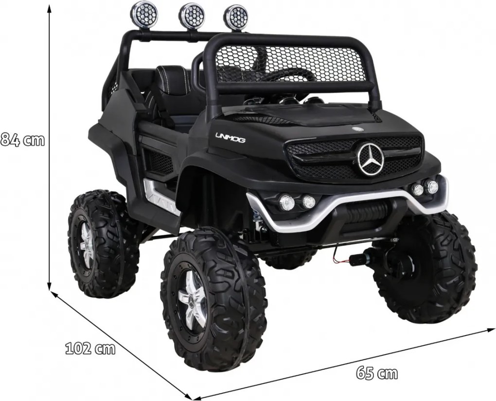 Ramiz Mercedes Benz Unimog elektrické autíčko pro děti černé + terénní pohon 4x4