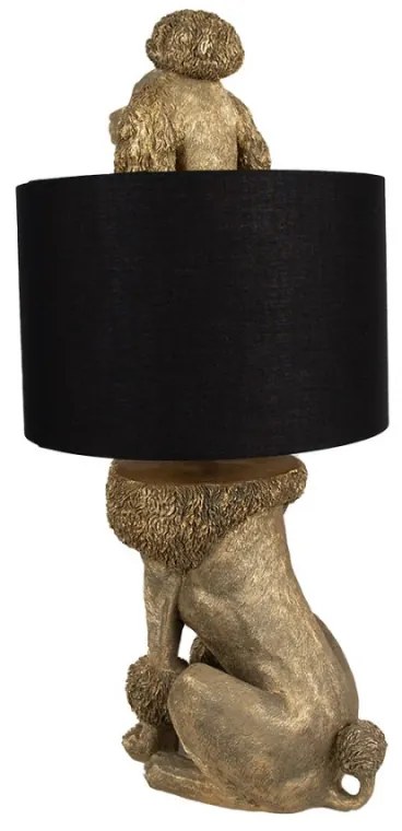 Stolní lampa ve tvaru zlatého psa pudla s černým stínidlem – 30x28x57 cm