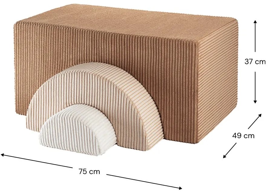 Hnědé manšestrové pěnové hřiště 75x49x37 cm Rainbow Montessori – Wigiwama