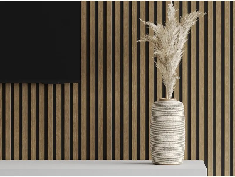 Mexen Lam-F, akustické stěnové lamely 275 × 30 cm, plstěný podklad 8 mm, technická dýha, ořech přírodní, S105-275307-3015-016
