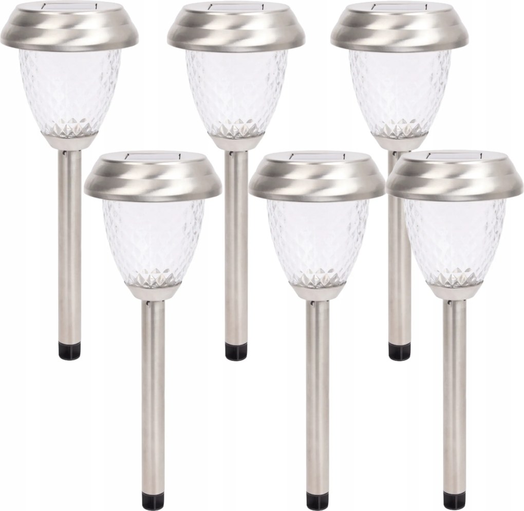 6X Solární Lampa Sloupek Do Zahrady Na Terasu Sada Lamp 2-BAREVNÉ Světlo
