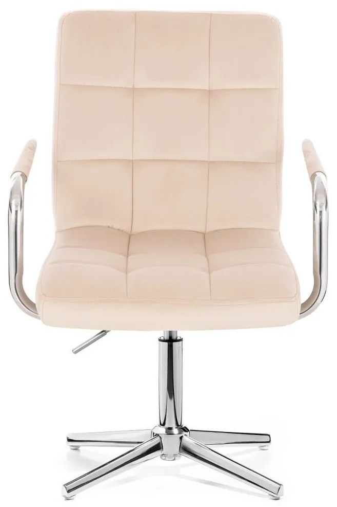 LuxuryForm DESIGN Otočná židle VERONA VELUR na stříbrném kříži - krémová