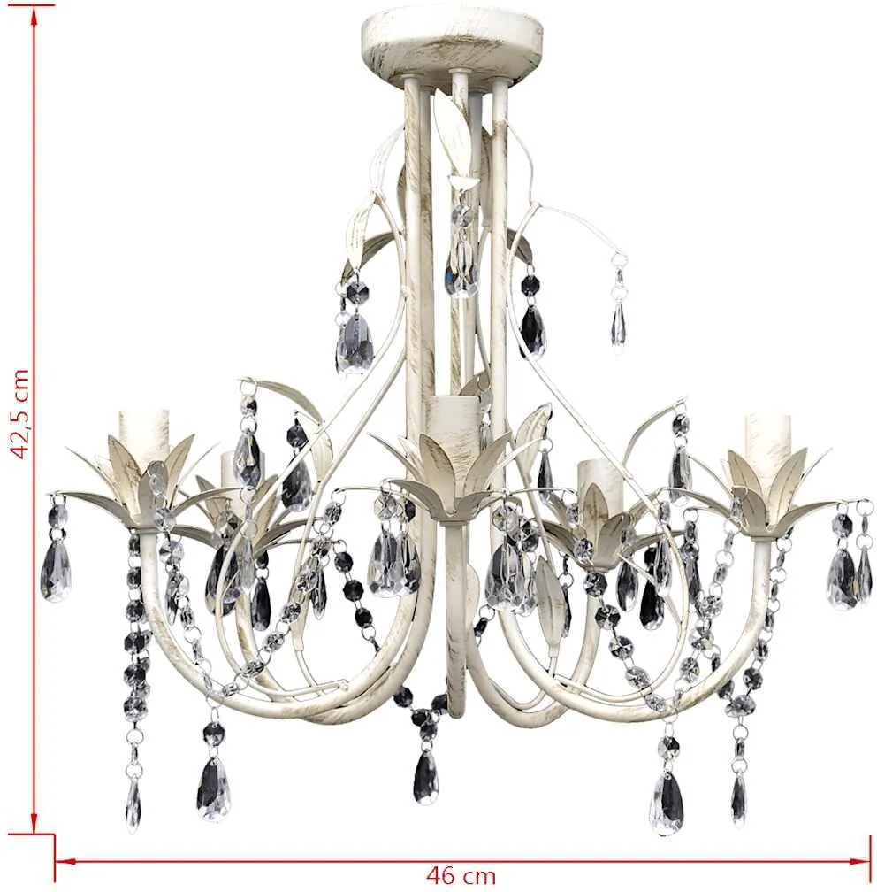 Elegantní, křišťálový lustr bílý na pět žárovek 240687