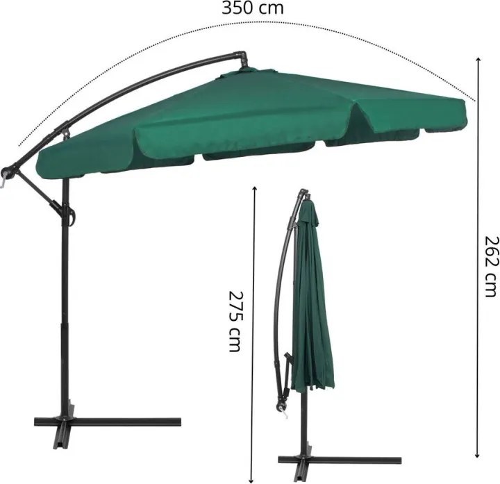 Zahradní slunečník 290 cm, zelený SPRINGOS CASABLANCA GU0043