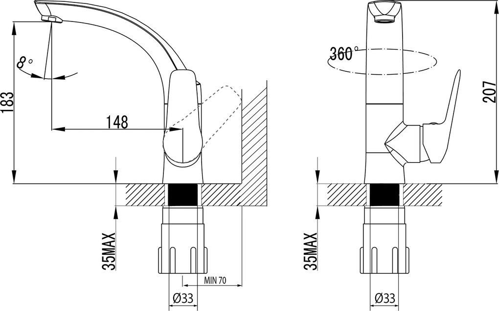 Sapho Fly DF004 umyvadlová baterie s otočnou hubicí stojánková páková
