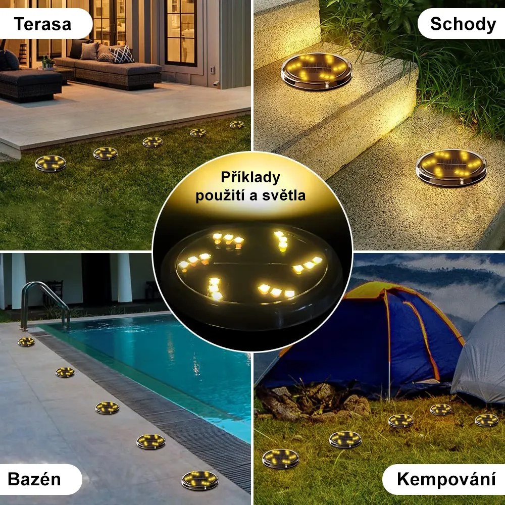 Bezdoteku LEDsolar venkovní světlo k zapíchnutí Star 8 ks, 18 LED, bezdrátové, iPRO, 1W, teplá barva