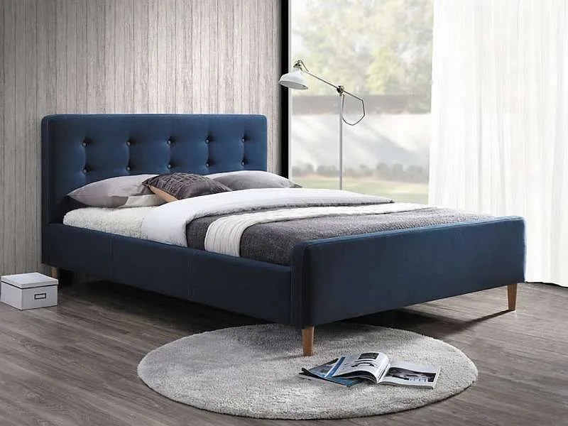 Čalouněná postel, modrá, PINKO 160X200