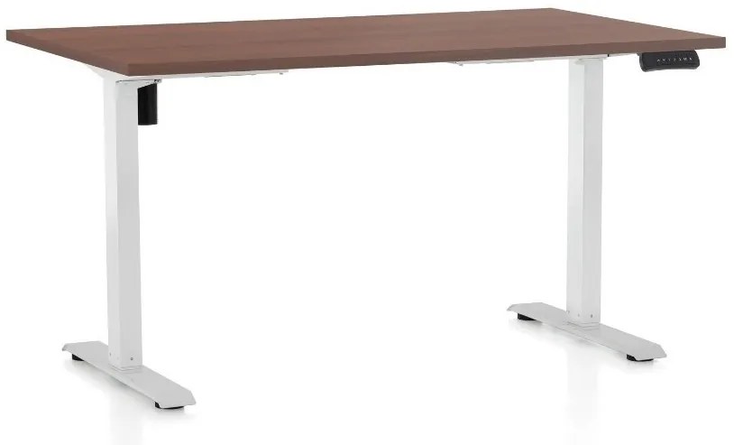 Výškově nastavitelný stůl OfficeTech B, 120 x 80 cm - bílá podnož Barva: Třešeň