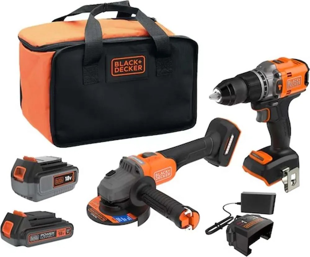 BLACK+DECKER - 6dílná sada AKU nářadí, baterií a nabíječky BCK24D1M1SB-QW