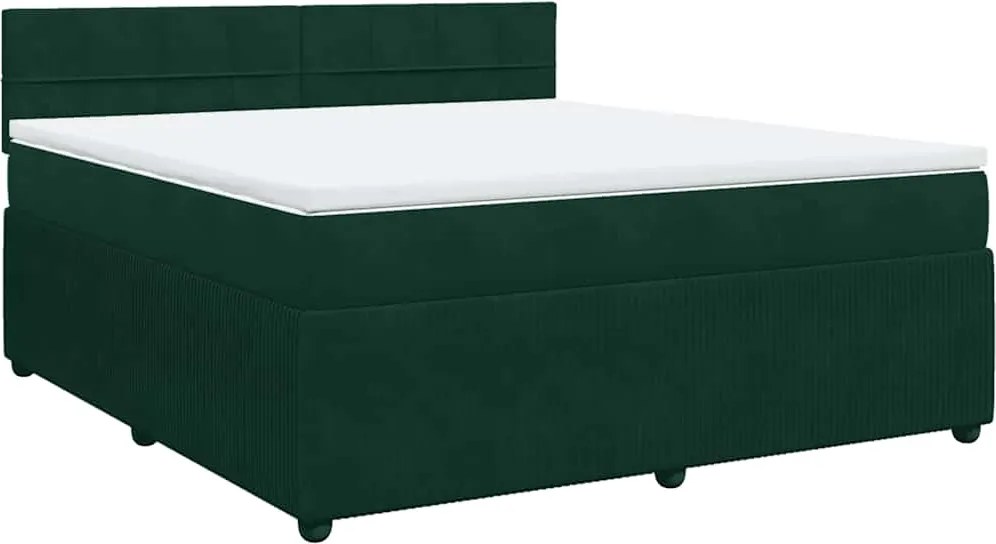 Box spring postel s matrací tmavě zelená 180x200 cm samet 3287809