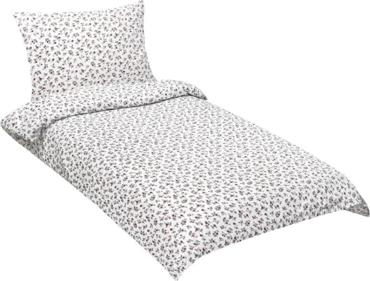 Bellatex Povlečení bavlněné s hotelovou kapsou 140x200, 70x90 cm Růžička bílá