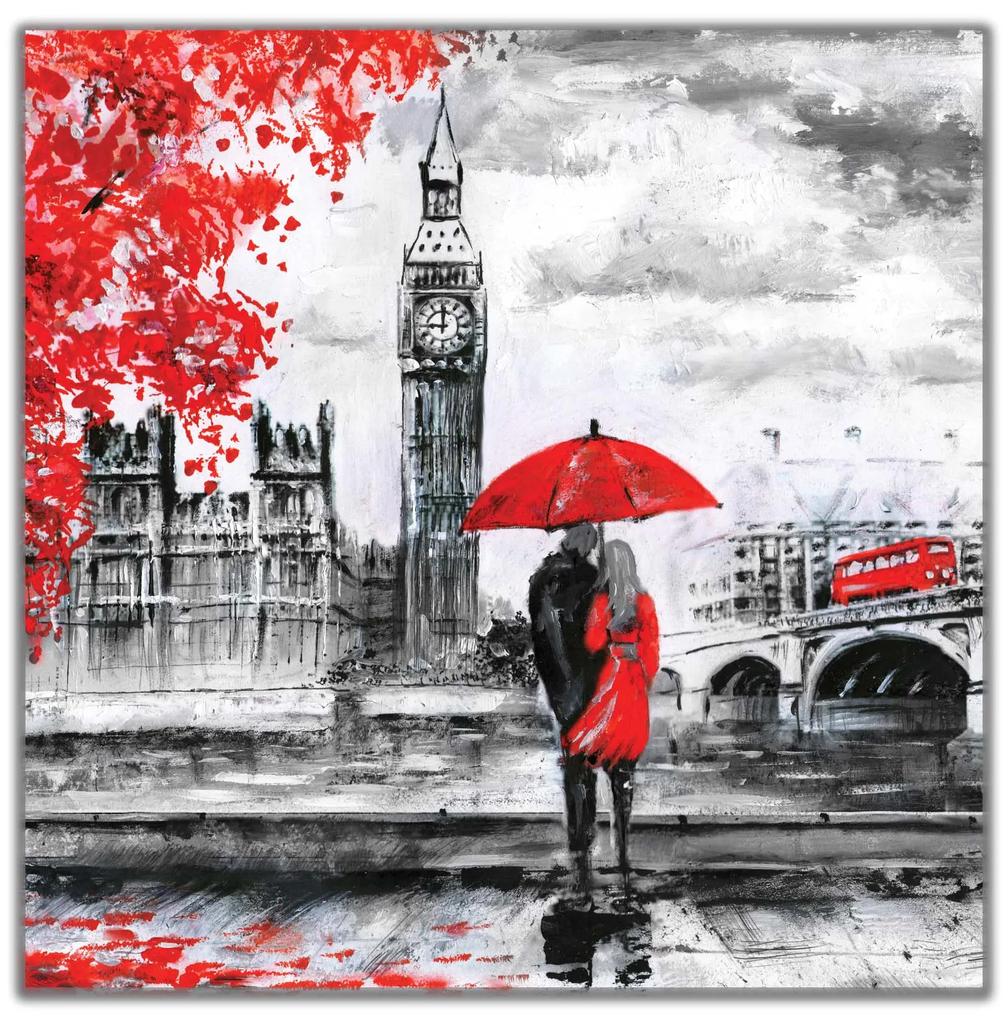 Malvis ® Obraz londýnská procházka červená Velikost (šířka x výška): čtverec - 30x30 cm