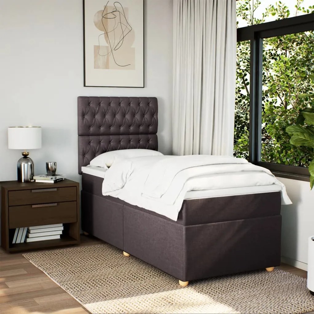 Box spring postel s matrací tmavě hnědá 100 x 200 cm textil 3293501