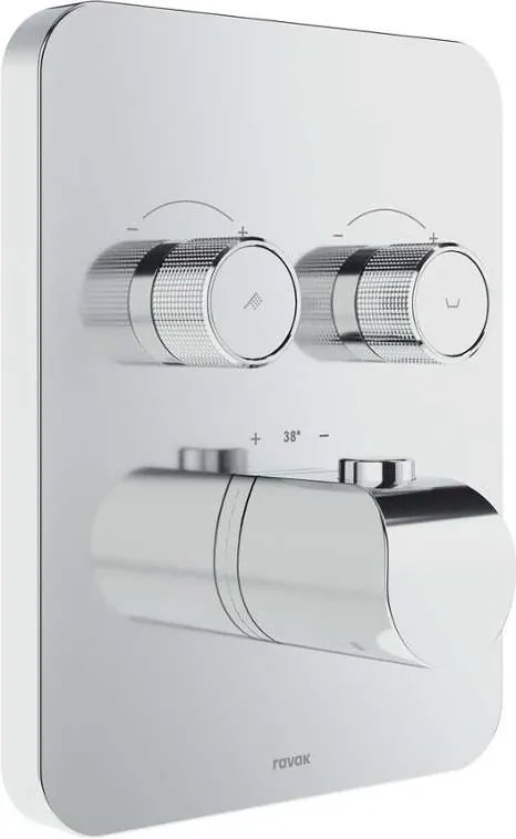 Ravak Flat - Termostatická baterie pod omítku FL 063.00CR.O2.RB072, pro 2 spotřebiče, chrom X070747