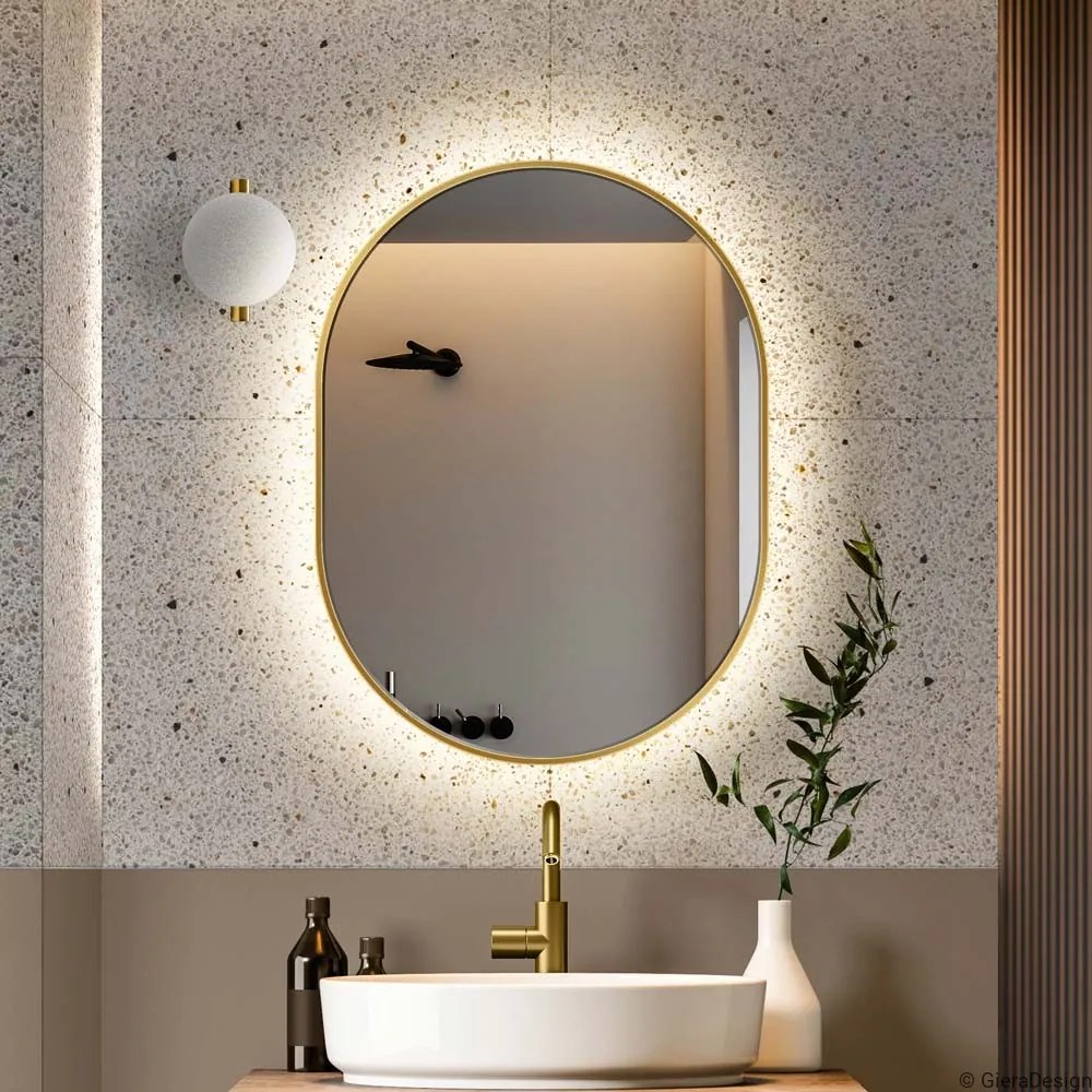 Zrcadlo Ambient LED Slim Gold Rozměr: 60x80 cm