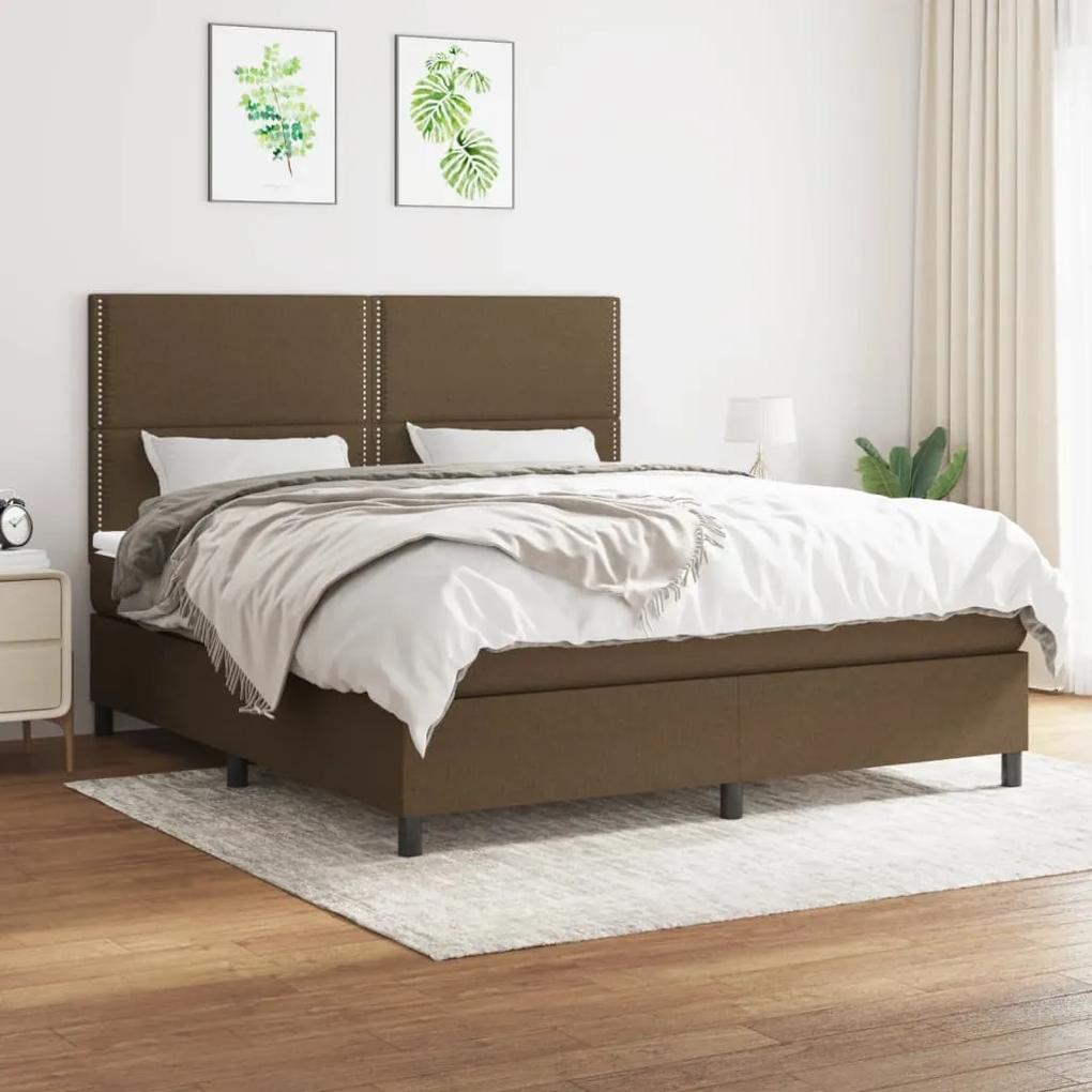 Box spring postel s matrací tmavě hnědá 180x200 cm textil,  3141716