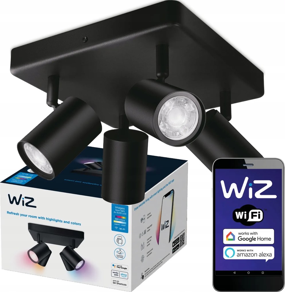 stropní svítidlo Led Reflektor Spot 4x 5W Bílá Rgb Smart WiFi WiZ