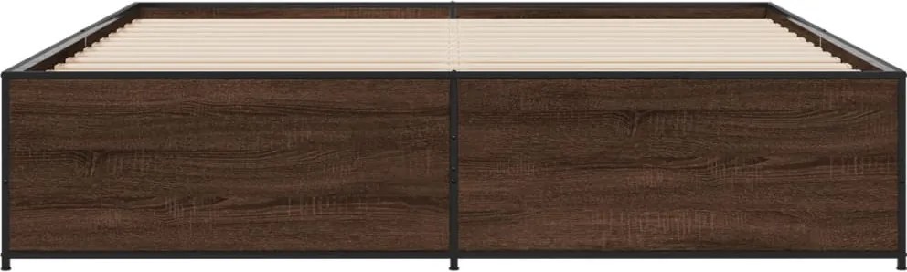 Rám postele hnědý dub 200 x 200 cm kompozitní dřevo a kov 3279871