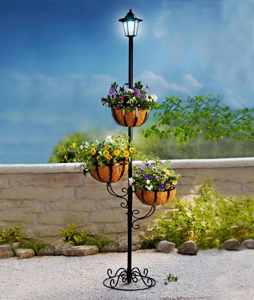 Kovový stojan na květiny s LED lucernou | BIANO