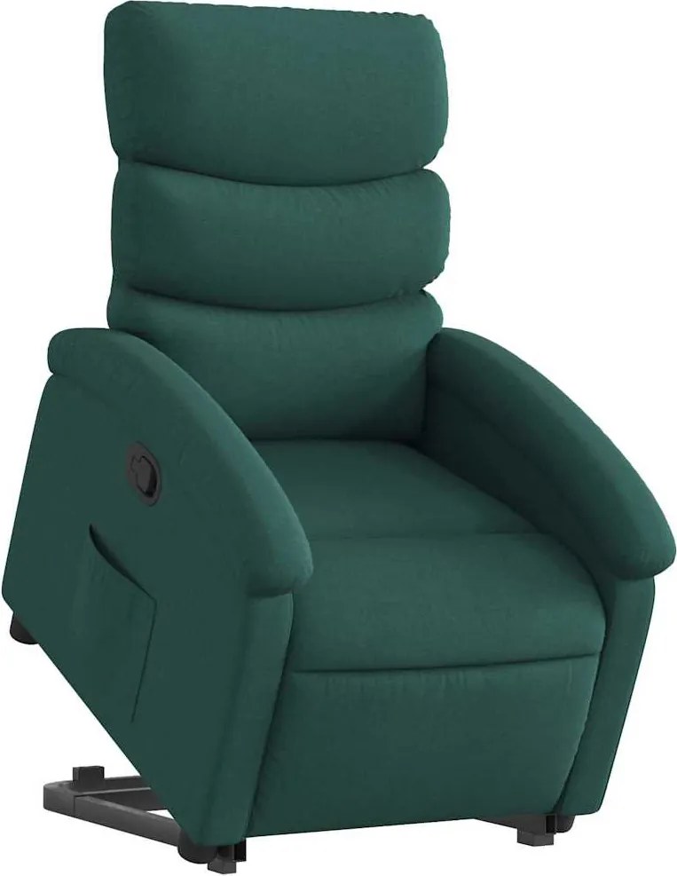 Zvedací polohovací křeslo tmavě zelené textil 3203984