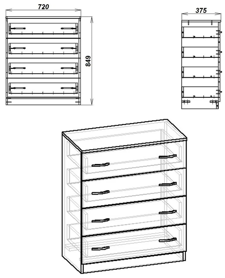 Vomaks Komoda-4B-MDF olše