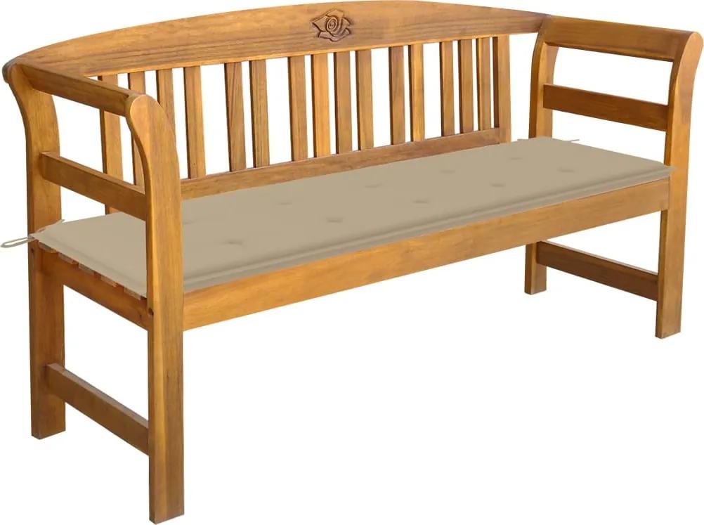 vidaXL Zahradní lavice s poduškou 157 cm masivní akáciové dřevo [3064274] Barva: krémová