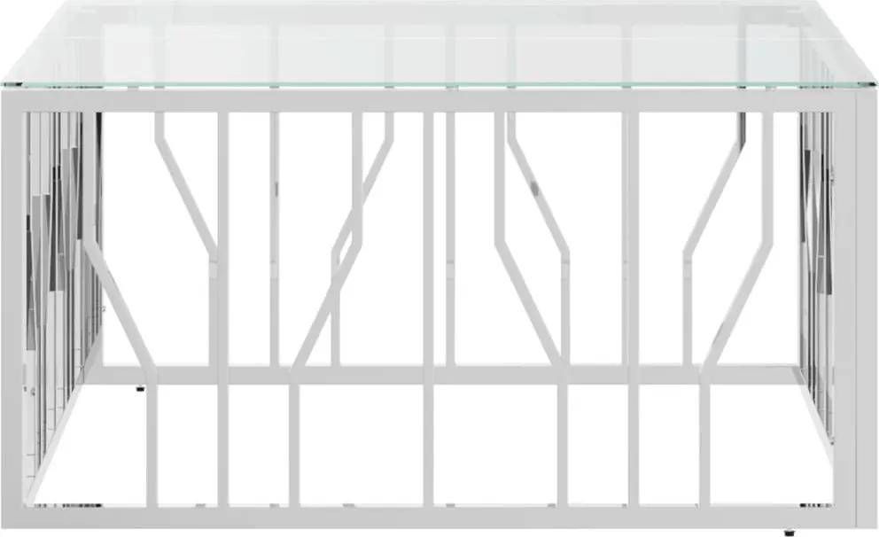 vidaXL Konferenční stolek 80 x 80 x 40 cm nerezová ocel a sklo [350058] Barva: Stříbrná