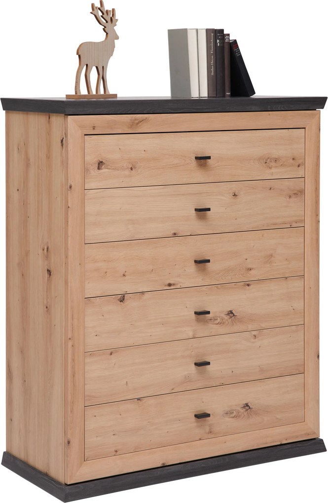 XXXLutz KOMODA, tmavě šedá, dub artisan, 95/115/43 cm Hom`in - Široké komody - 000003002935